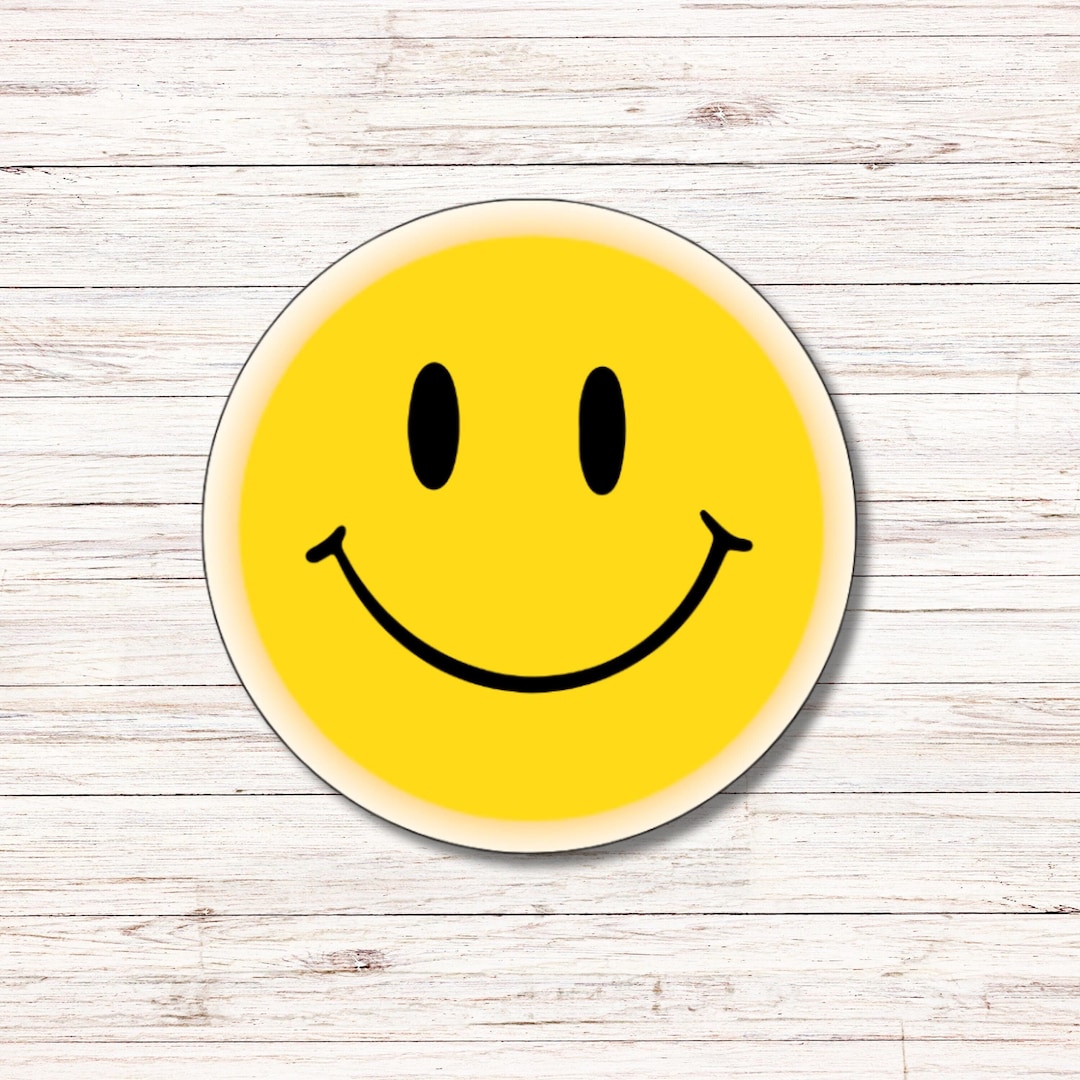 Yellow Smiley Face Sticker | Vinyl Sticker | Water Resistant ...
