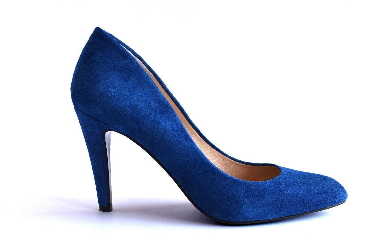 SALON BASIC BLUE. Heeled Shoes Blue Color. Pump Style. Suede Leather ...