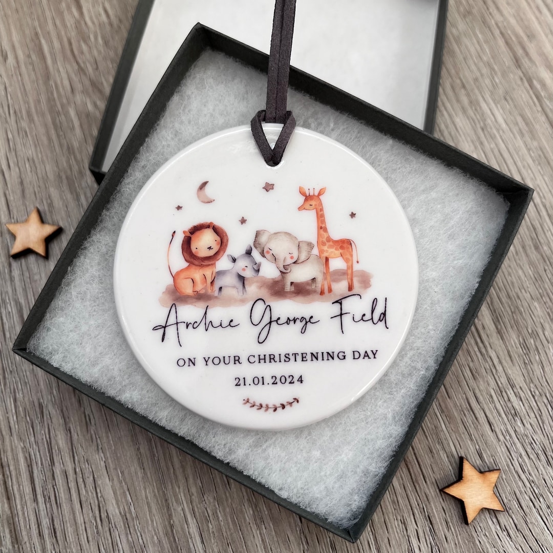 Personalised Christening Bauble: Ceramic Baptism Keepsake Gift for ...