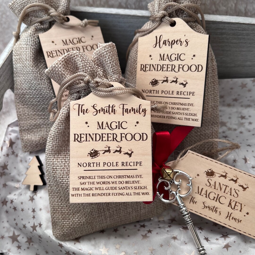 Personalised Reindeer Food, Magic Reindeer Food Sack With Wooden Tag ...