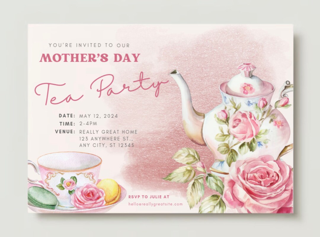 Mother's Day Tea Party Invitation Customizable Template Digital File - Etsy