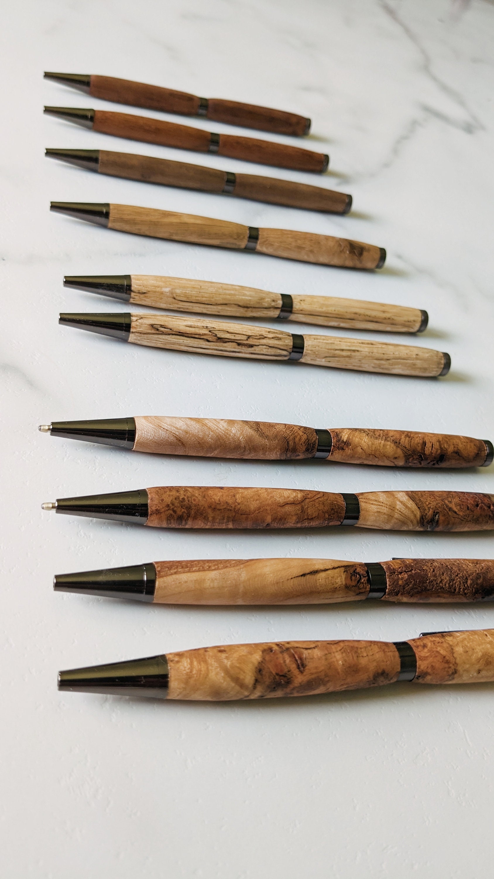 Wood Pen Hand Made Wood Turned Hand Turned Wood Pens Pens Walnut Mahogany White Oak Spalted Etsy