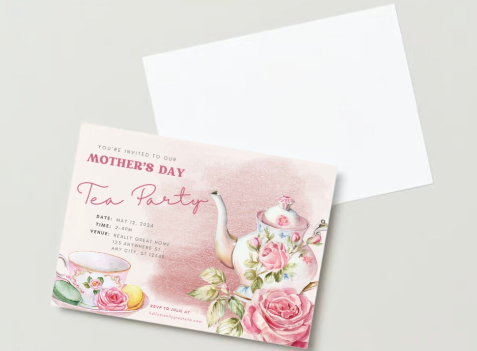 Mother's Day Tea Party Invitation Customizable Template Digital File - Etsy