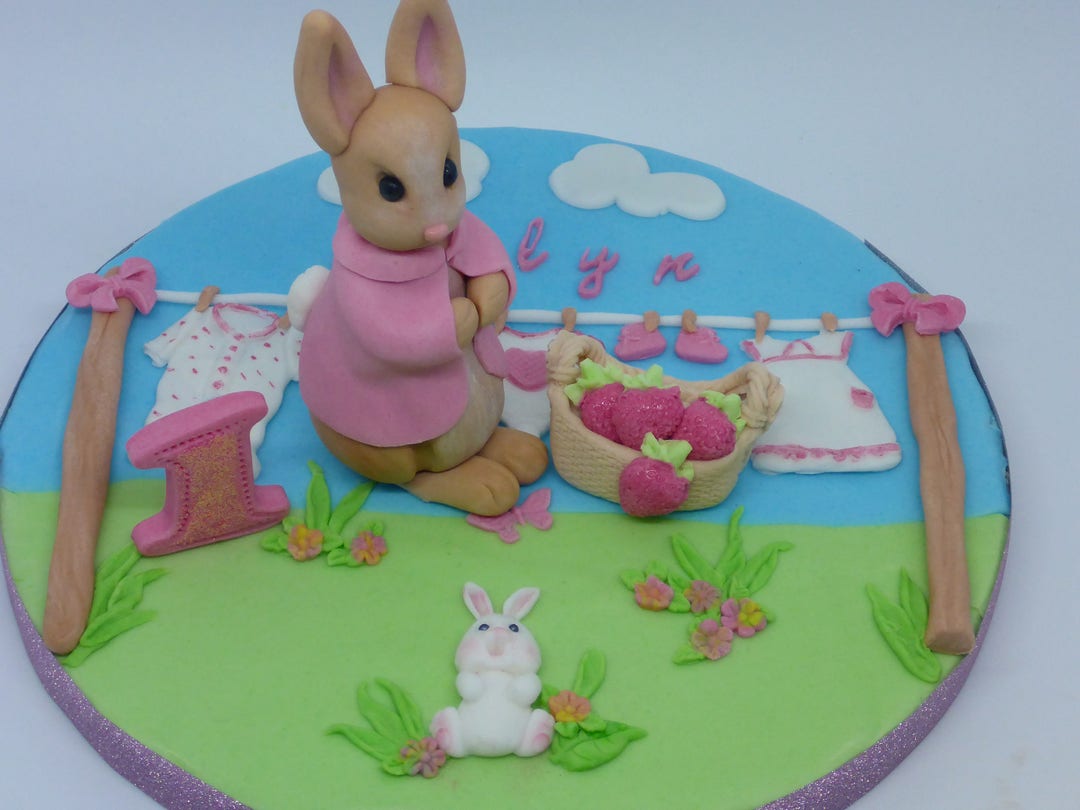 Edible Peter Rabbit, Flopsy Age/cross/basket Birthday Christening Baby ...