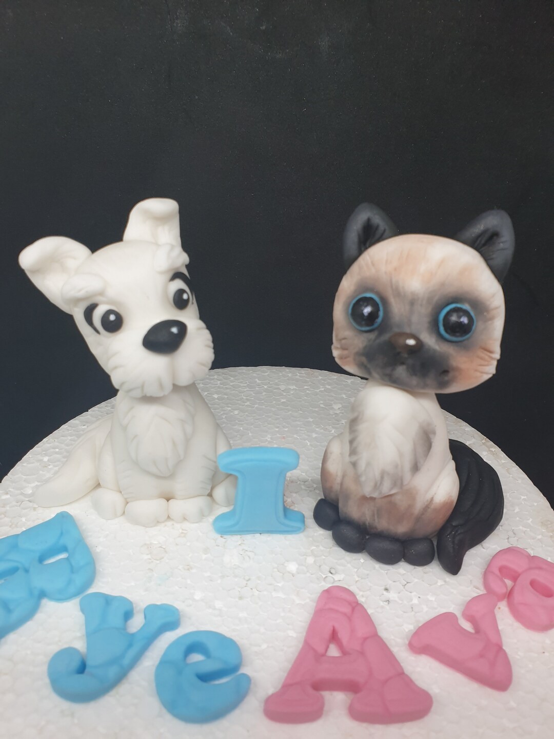 Handmade Cat Dog Edible Birthday Christening Baby Shower Name Age Cake ...