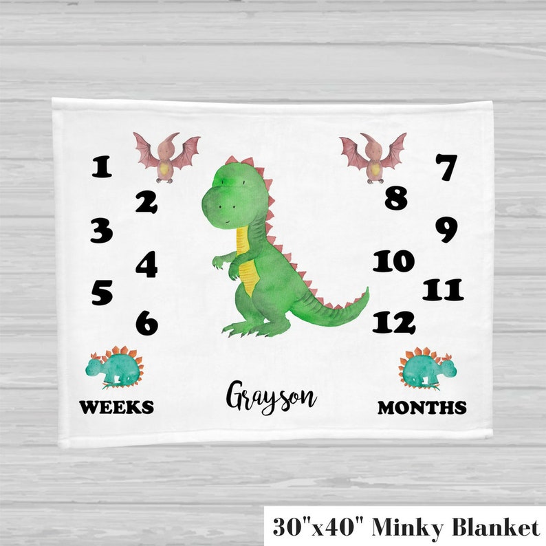 Dinosaur Baby Milestone Blanket Baby Boy Gift Monthly Baby | Etsy