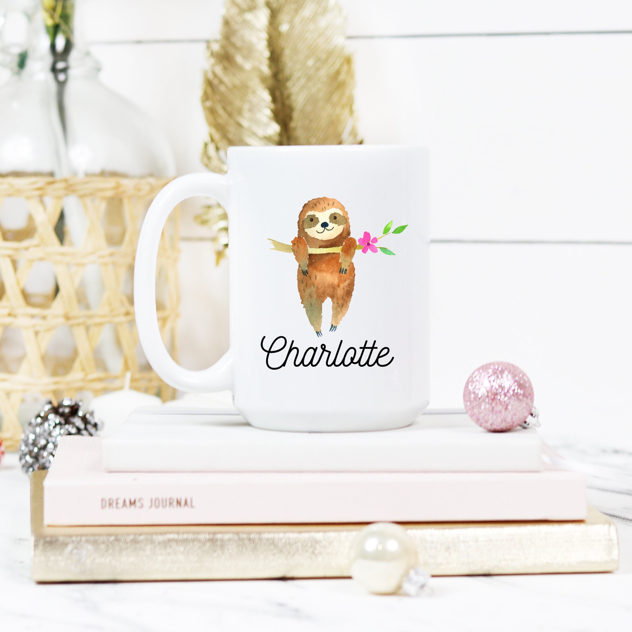 Kids Sloth Mug Girls Hot Chocolate Mug Hot Cocoa Mug | Etsy