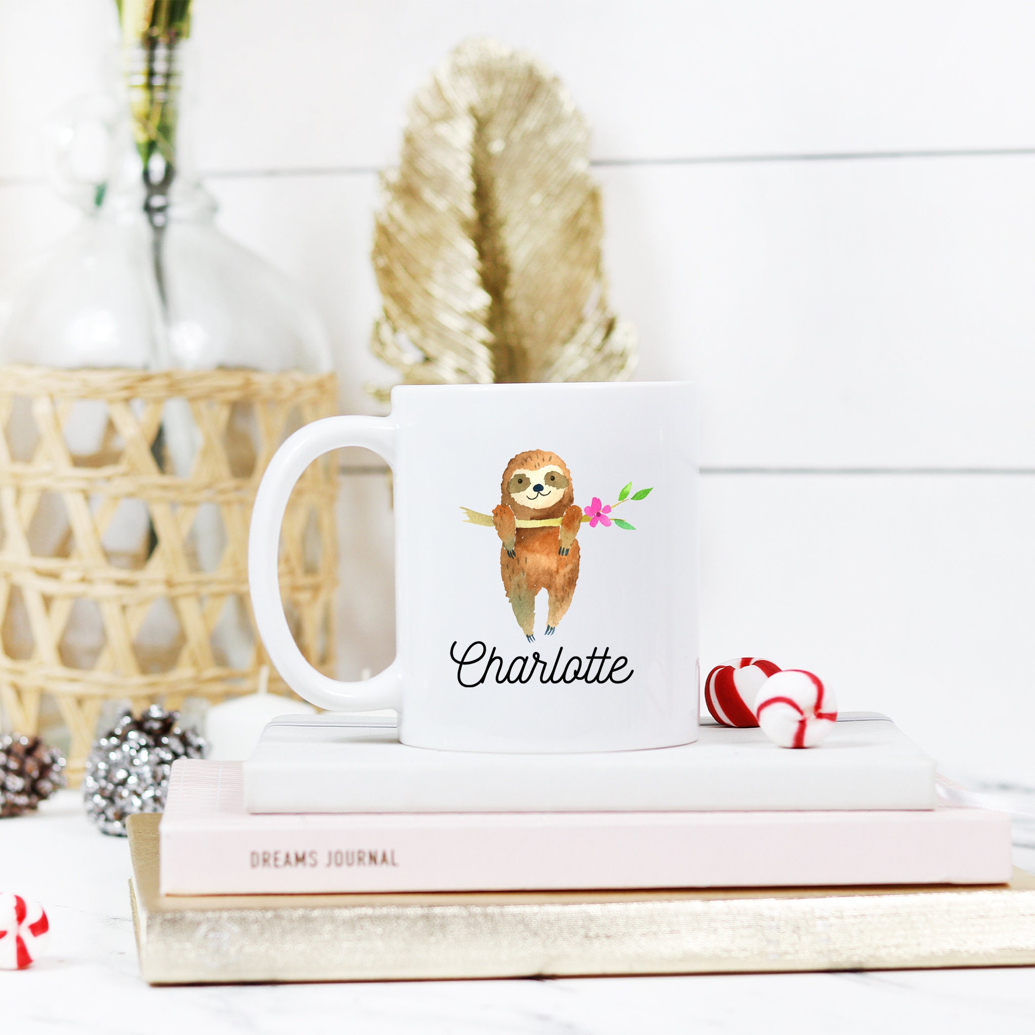 Kids Sloth Mug Girls Hot Chocolate Mug Hot Cocoa Mug | Etsy