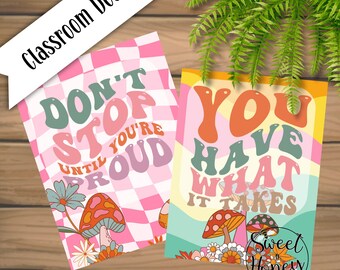 Groovy Retro Classroom Decor, Motivational Posters, Classroom Printable ...
