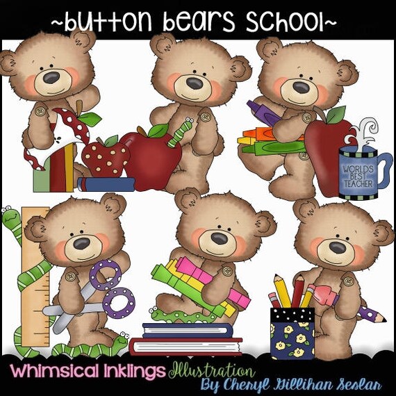 Bear Clipart School Clipart Teacher Clipart Button Bears | Etsy
