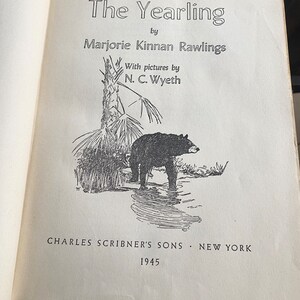 Vintage the Yearling 1945 Marjorie Kinnan Rawlings - Etsy