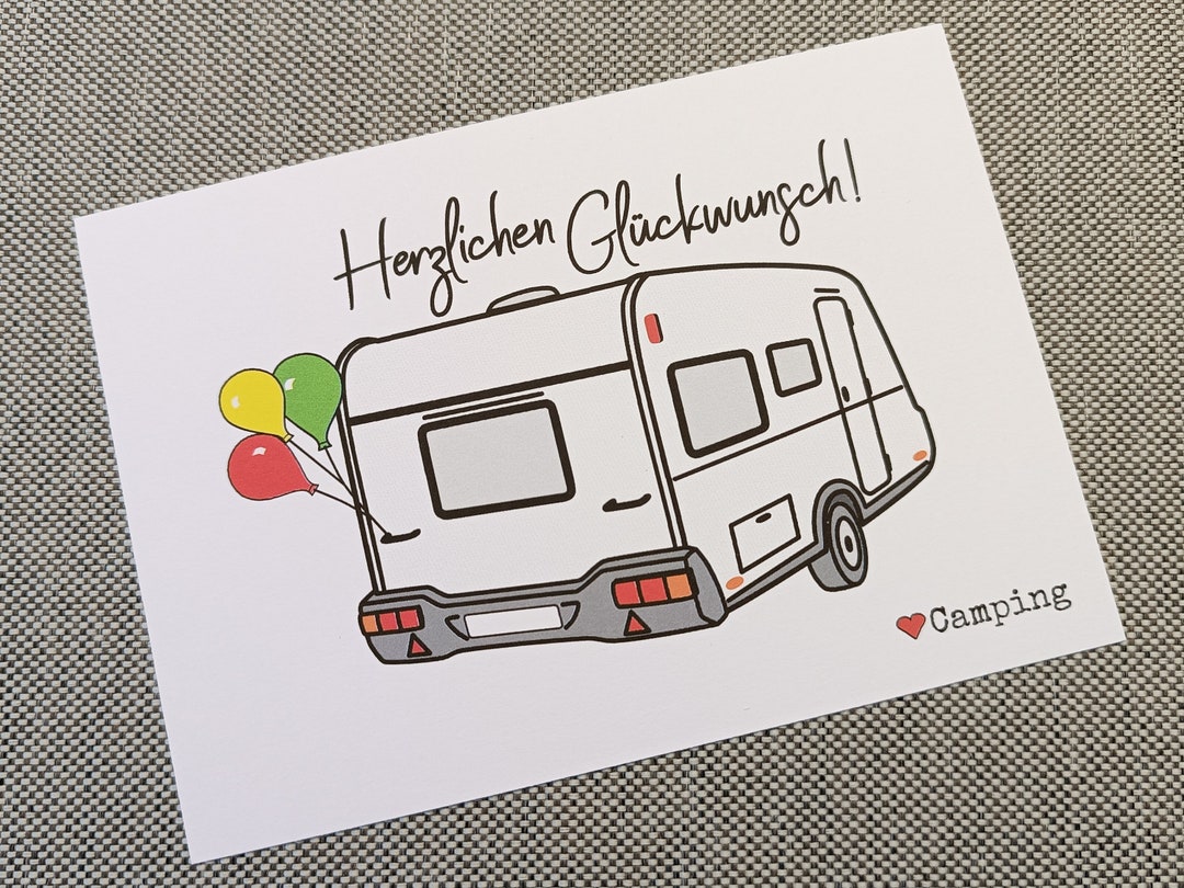 Camper Greeting Card With Caravan / Greeting Card DIN A6 - Etsy