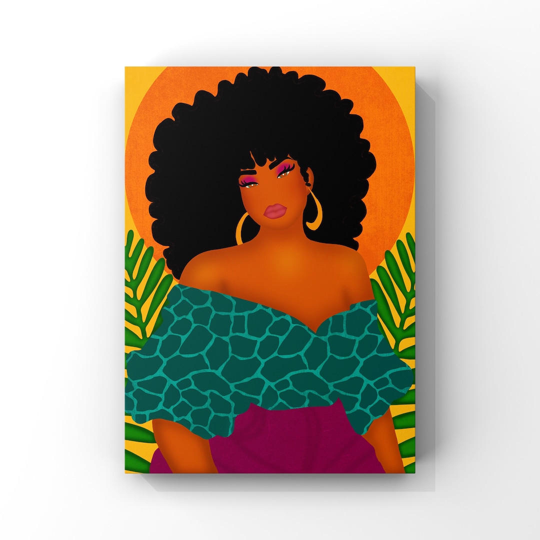 Aysla, Black Woman Digital Art Illustration, Black Woman Art, Nature ...
