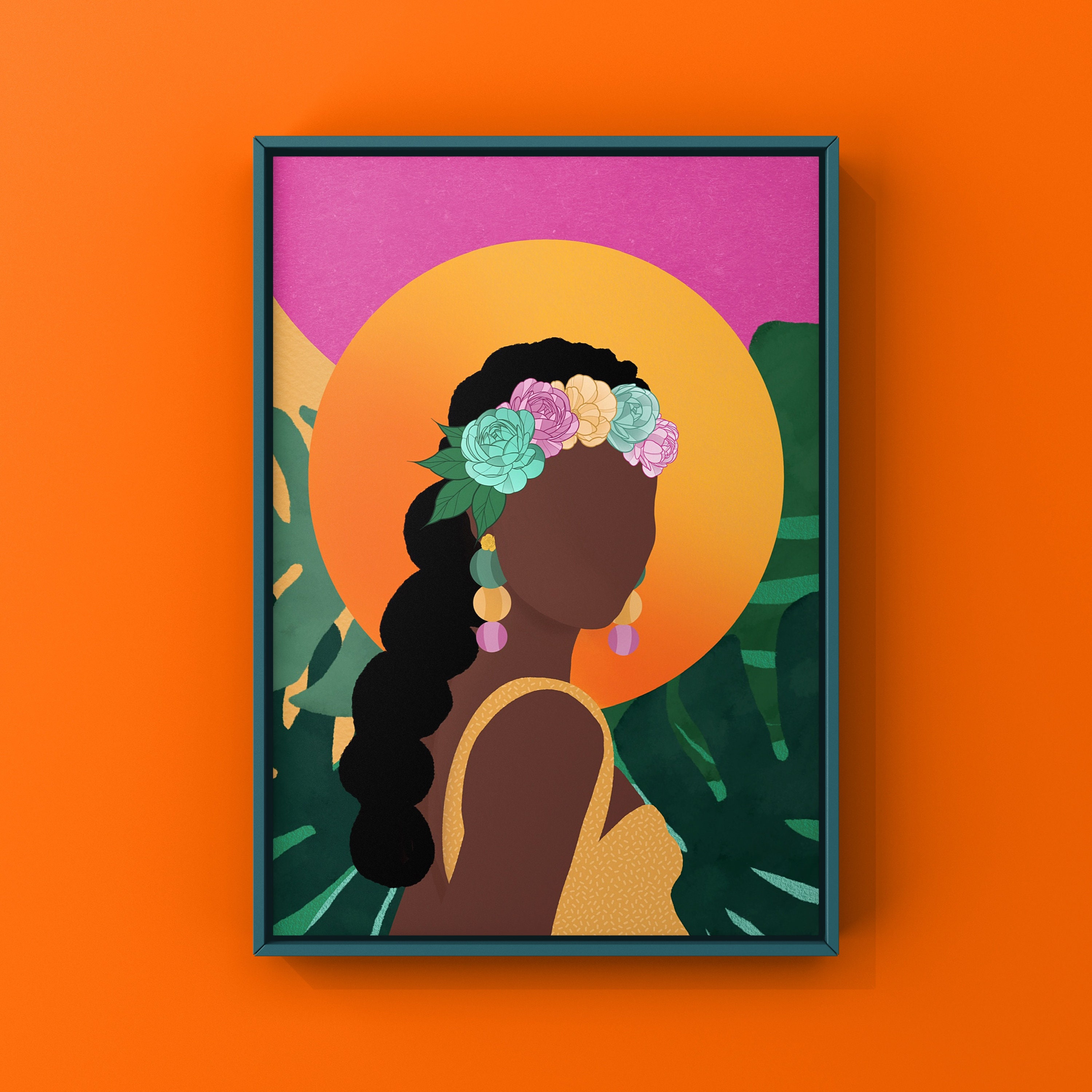 Cortni Digital Collage Illustration Printable Art Black | Etsy