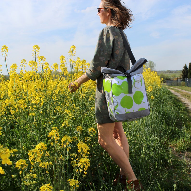 Waterproof Bicycle Bag Bike Panniers From Oilcloth, With Apple Pattern ...