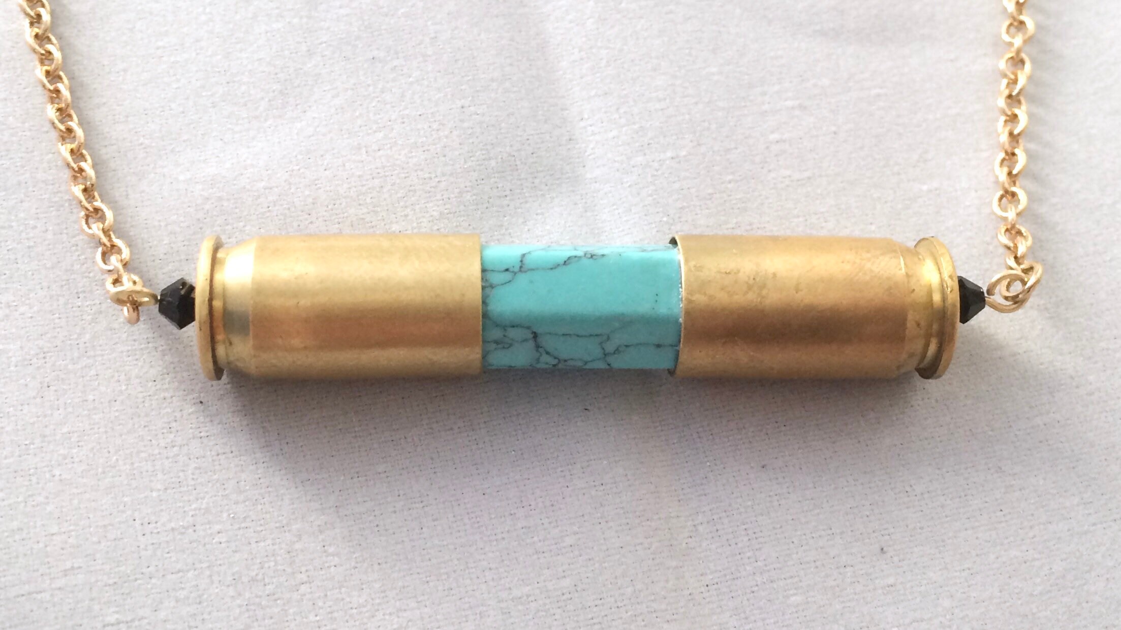 Double Ended Bullet Shell Necklace With Turquoise - Etsy