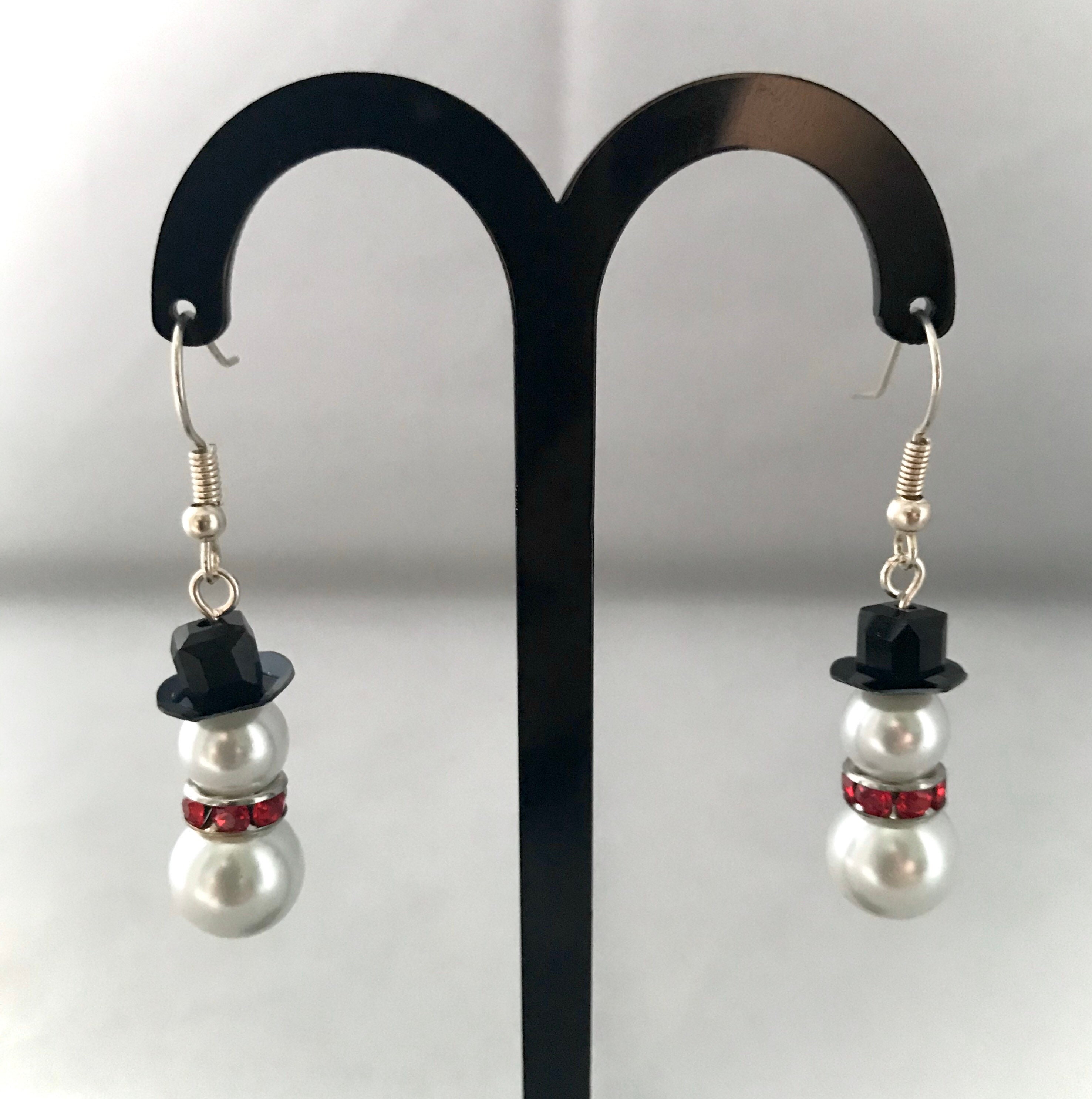 Pearl Snowman Earrings - Etsy
