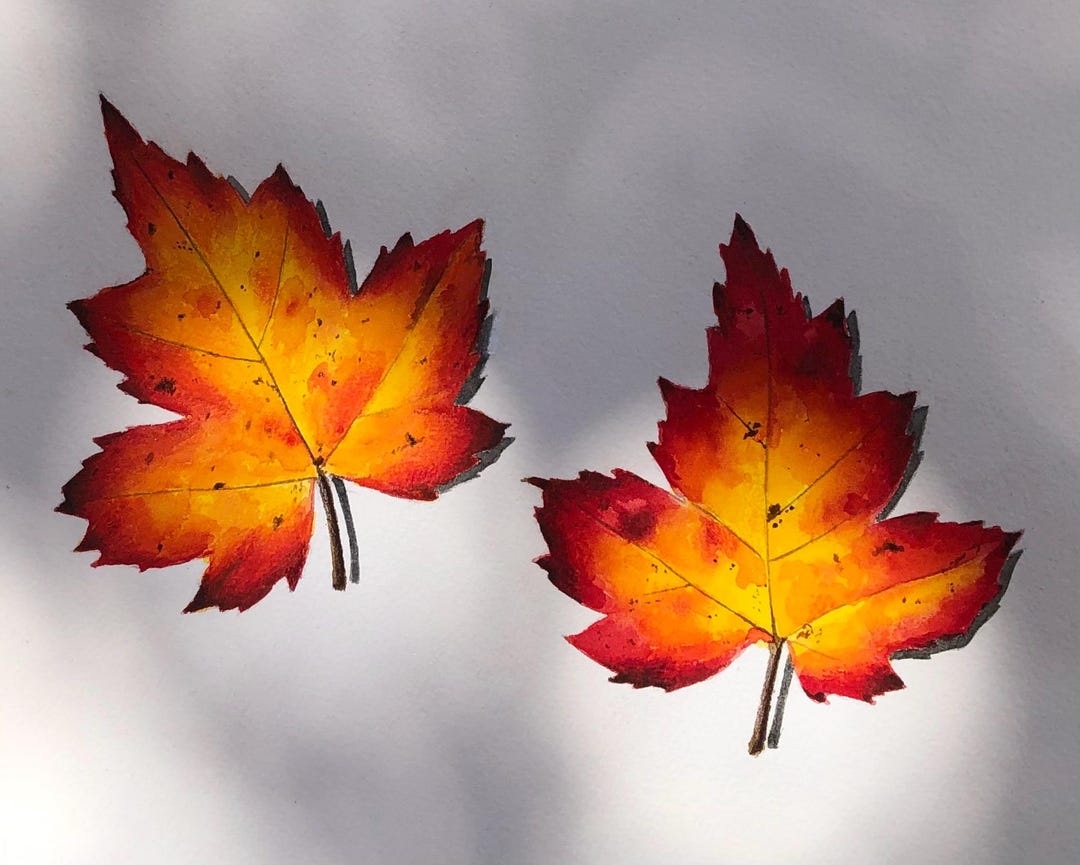 Original Realism Painting of Fall Leaves, 9x12 Inches - Etsy