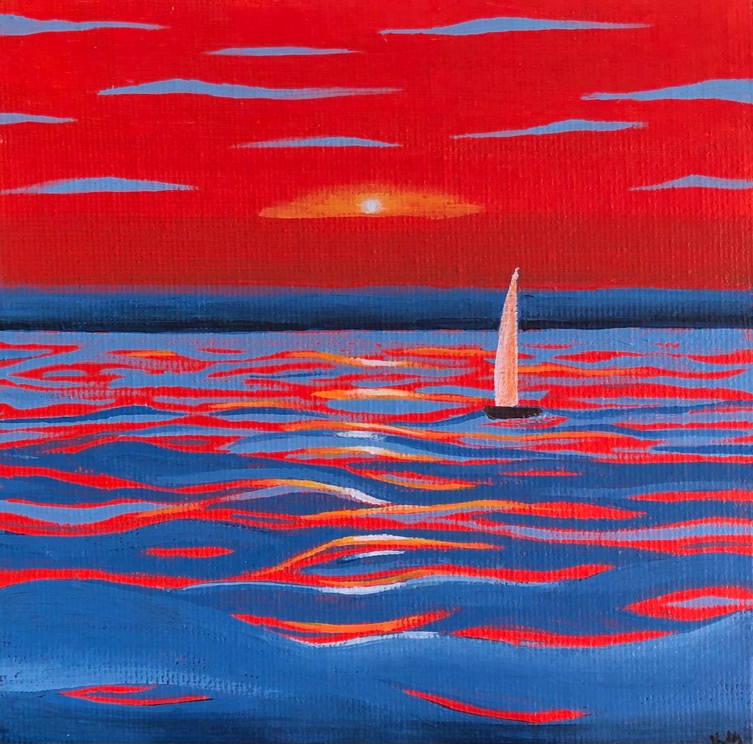 Original Acrylic Ocean Landscape Painting 5x5 Inches - Etsy