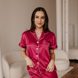 Custom Pink Pajamas, Hot Pink Pajamas, Berry Pajamas, Wedding Pajamas ...