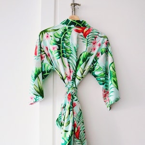 Satin Tropical Robe, Bridesmaid Robe, Hawaiian Robe, Bridal Party Robes ...
