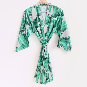 Green Palm Leaf Robe Bridesmaid Robe Hawaiian Robe Bridal - Etsy