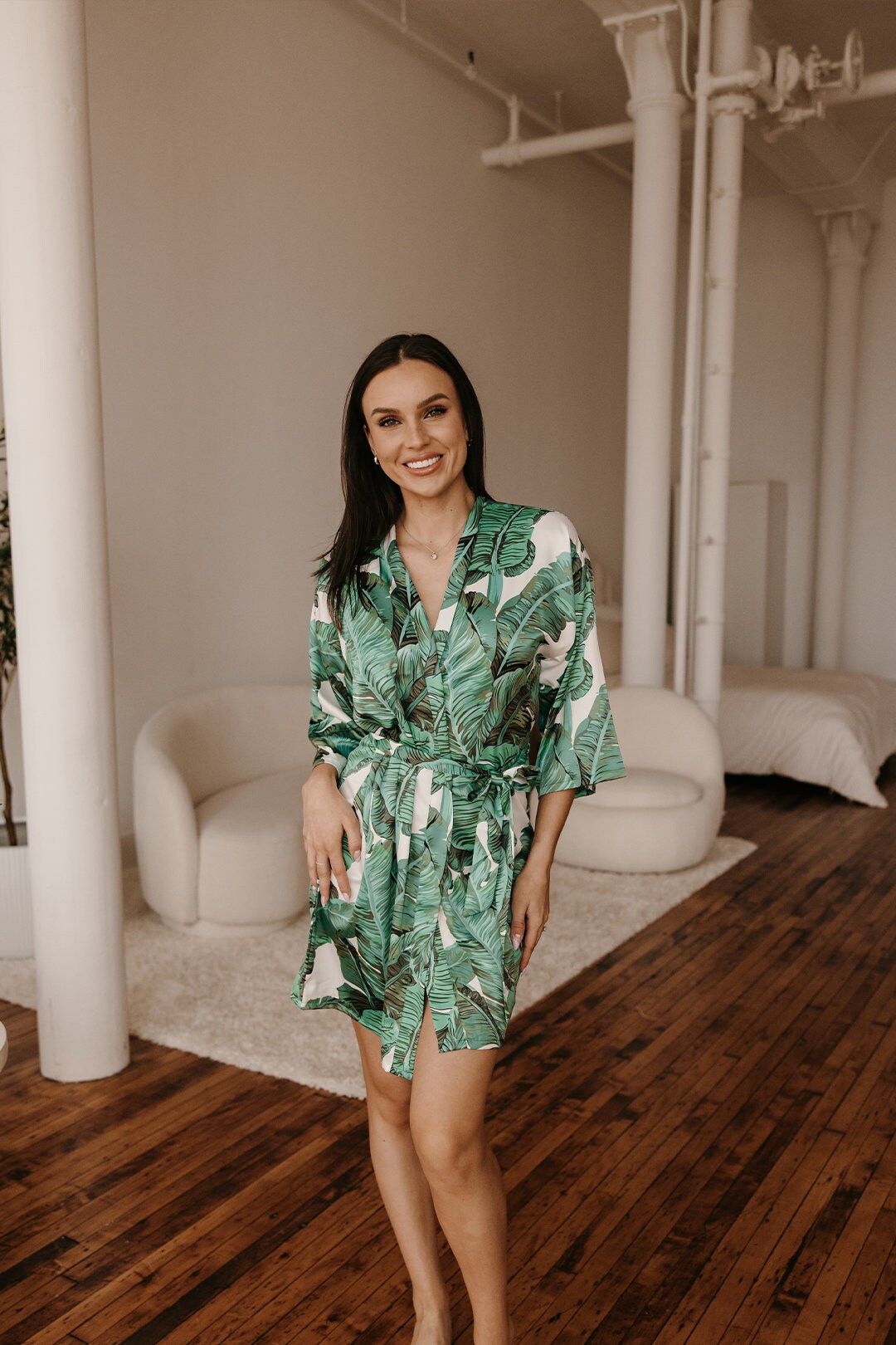 Green Palm Leaf Robe, Bridesmaid Robe, Hawaiian Robe, Bridal Party ...