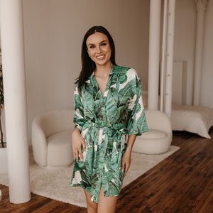 Green Palm Leaf Robe, Bridesmaid Robe, Hawaiian Robe, Bridal Party ...