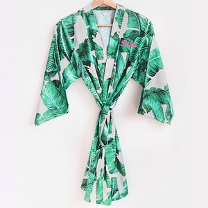 Green Palm Leaf Robe Bridesmaid Robe Hawaiian Robe Bridal - Etsy