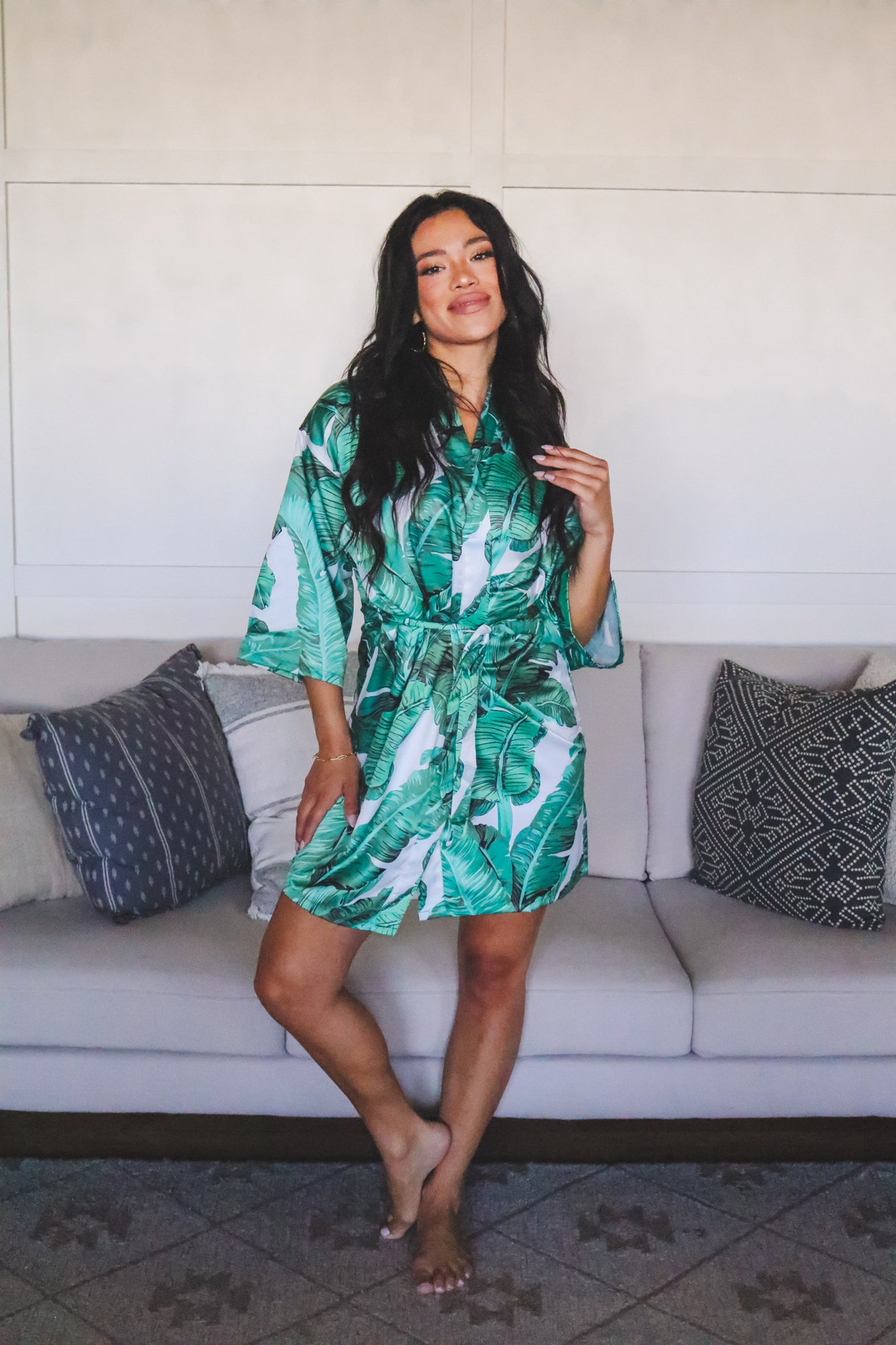 Green Palm Leaf Robe Bridesmaid Robe Hawaiian Robe Bridal - Etsy