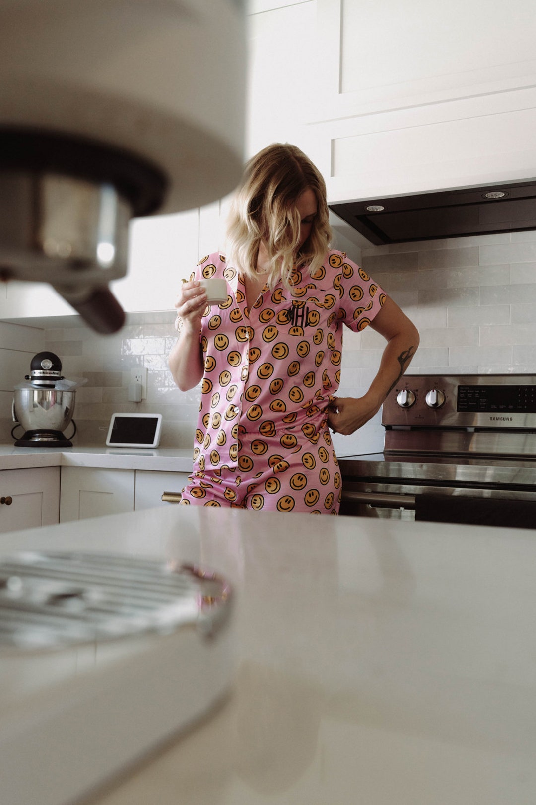 Smiley Face Pajamas Smiley Print Pajamas Pink Wedding - Etsy