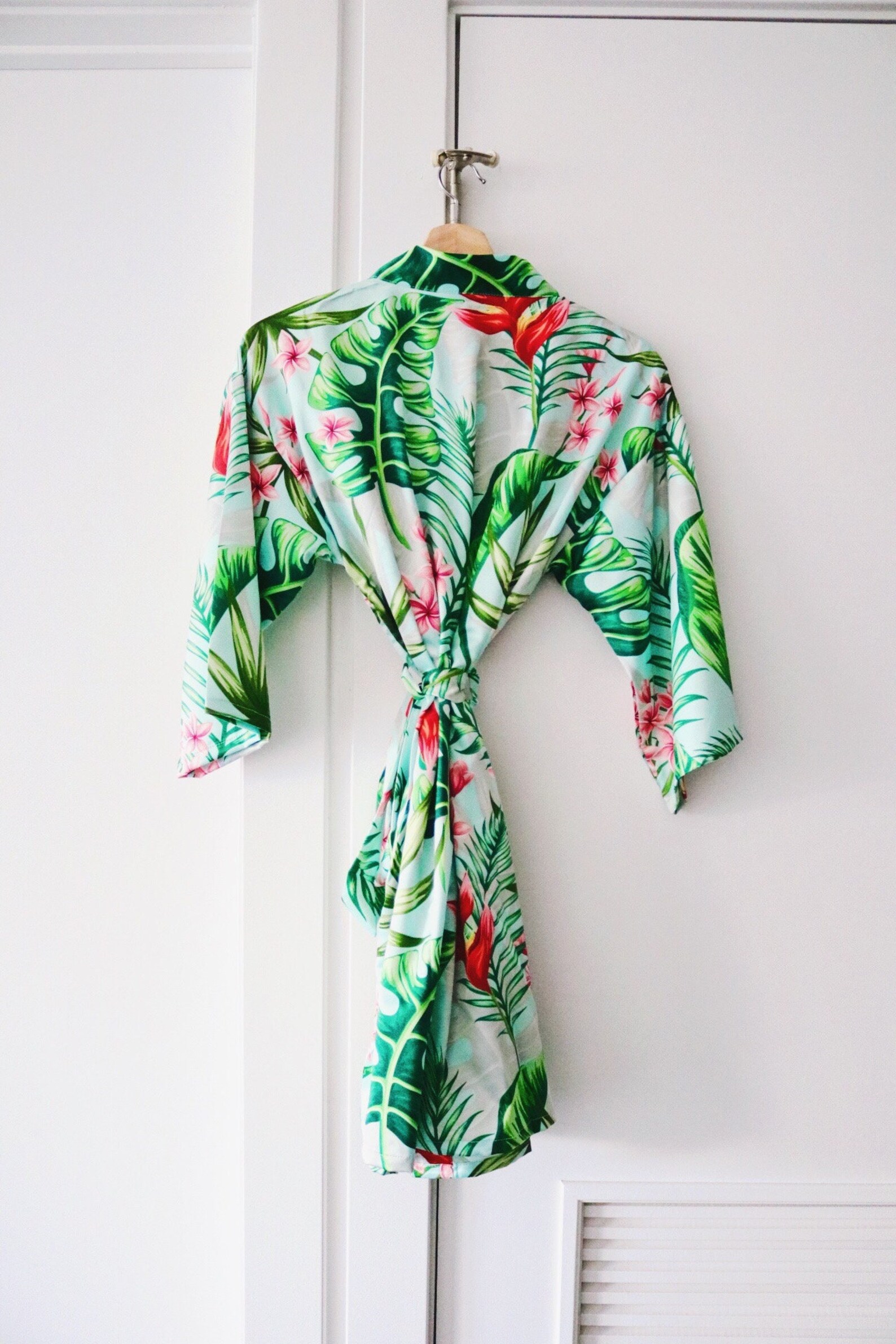 Satin Tropical Robe Bridesmaid Robe Hawaiian Robe Bridal - Etsy