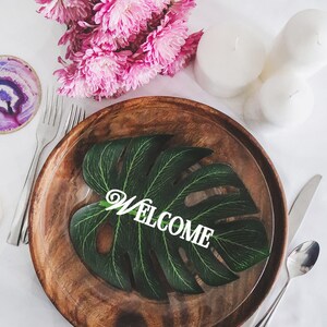 Palm Leaf Seating Cards, Tropical Table Decor, Name Tags for Influencer ...