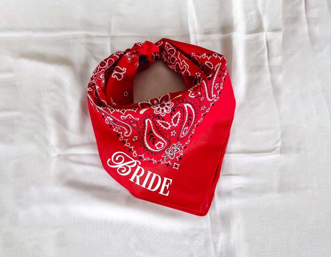 Red Bride Bandana, Custom Text Bandana, Custom Red Bandana, Wedding ...