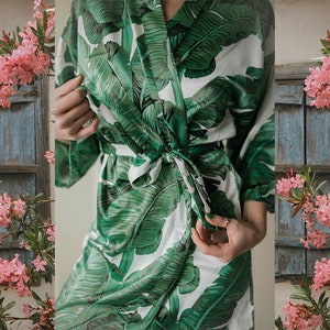 Satin Tropical Robe, Bridesmaid Robe, Hawaiian Robe, Bridal Party Robes ...