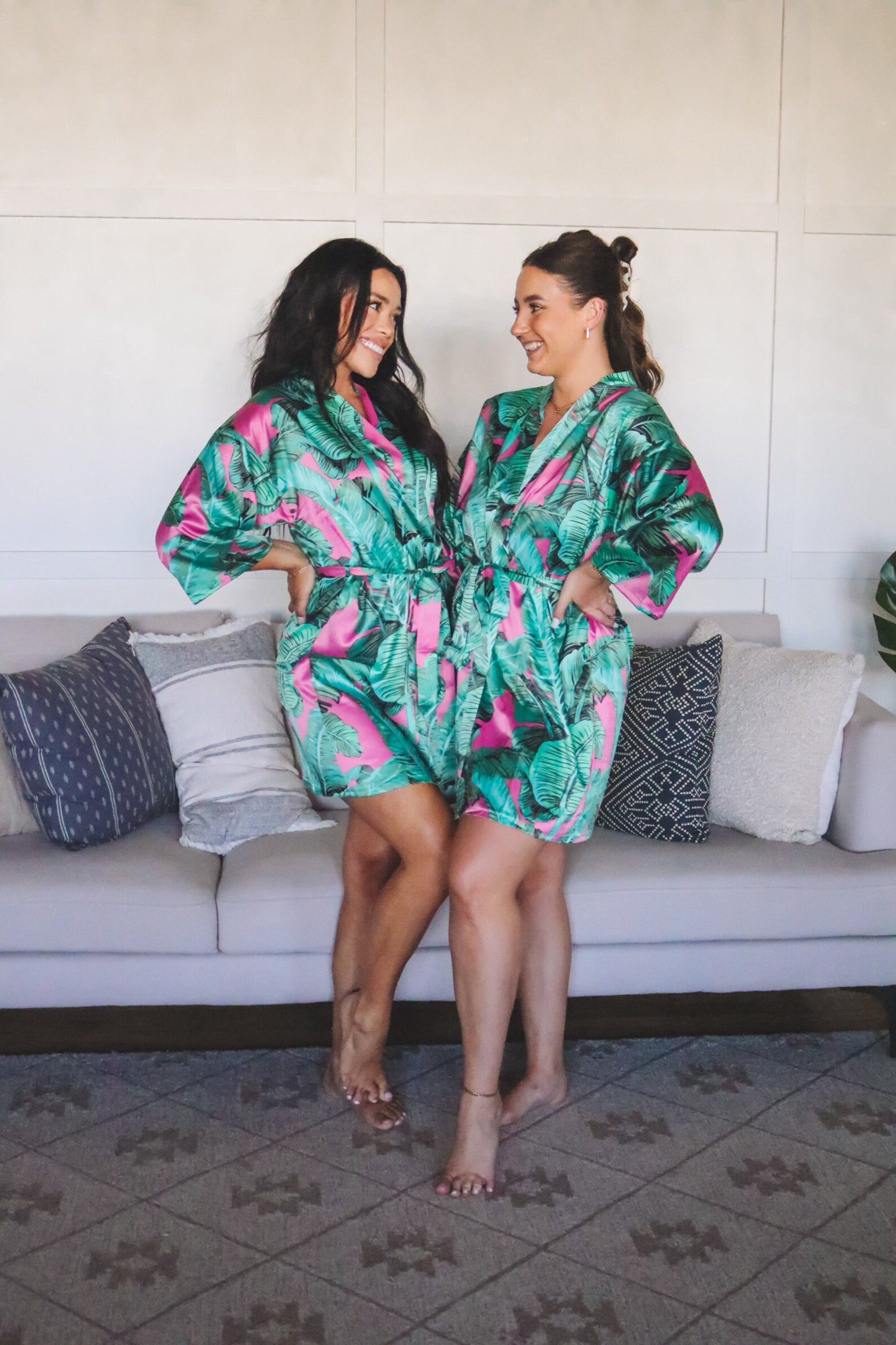 Pink Palm Leaf Robe Monogram Robe Bridesmaid Wedding Robes - Etsy