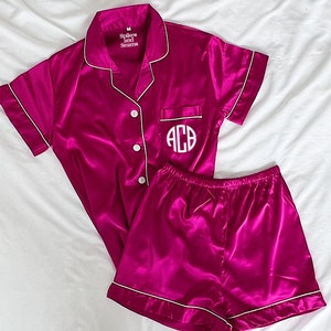 Custom Pink Pajamas, Hot Pink Pajamas, Berry Pajamas, Wedding Pajamas ...