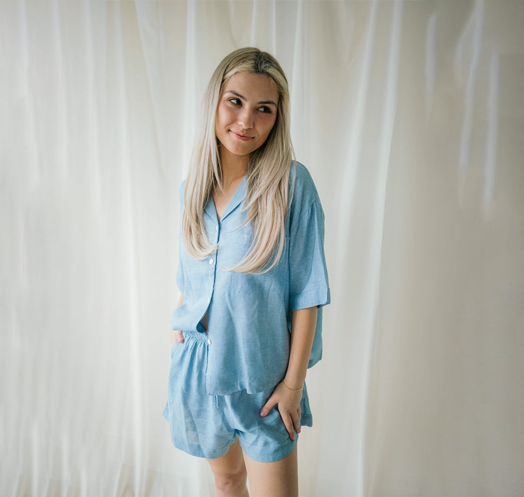Linen Set, Linen Matching Set, Blue Matching Set, Women's Matching Set ...