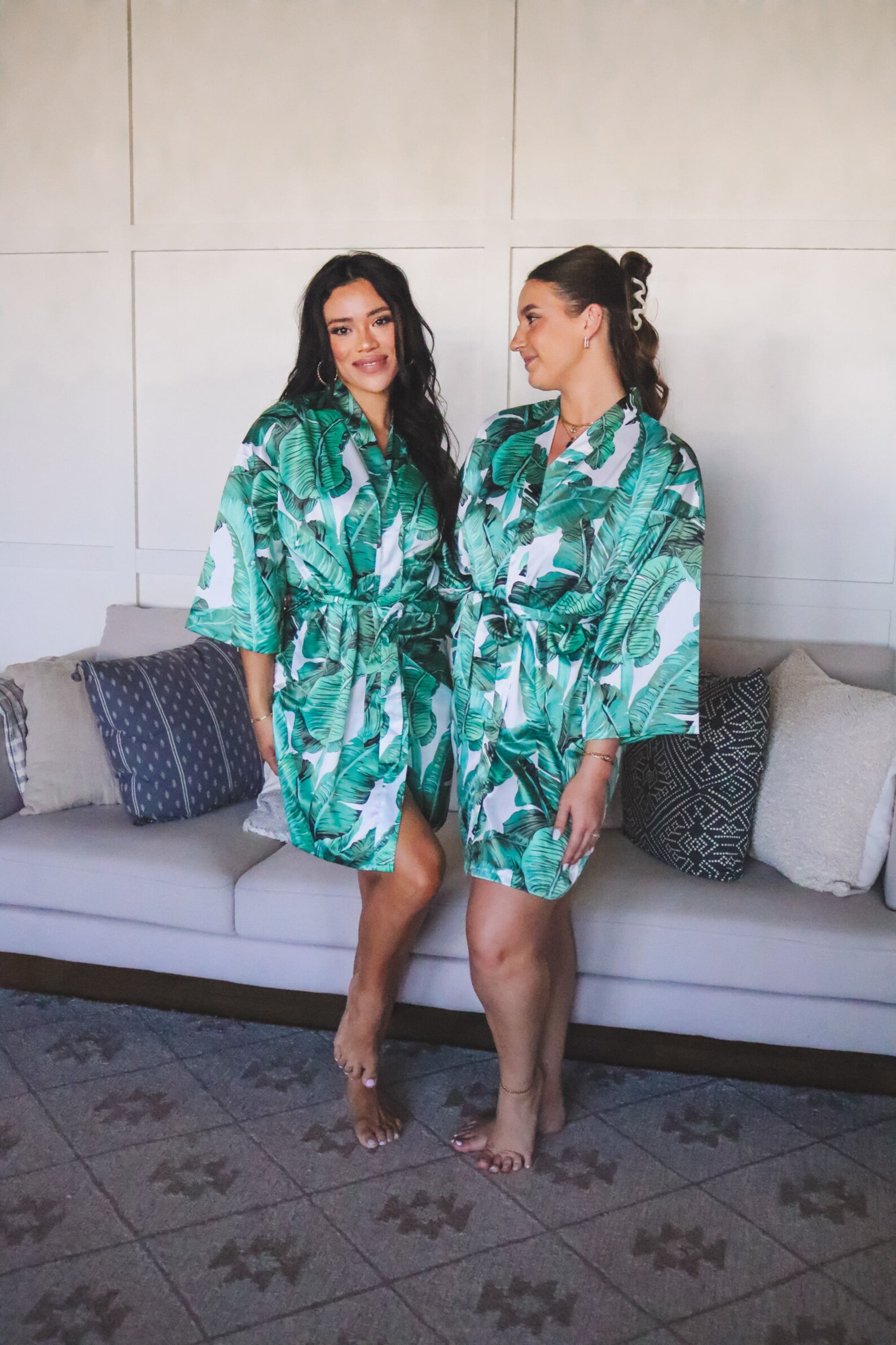 Green Palm Leaf Robe Bridesmaid Robe Hawaiian Robe Bridal - Etsy