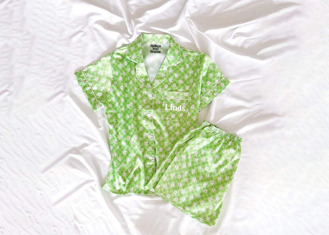 Custom Checkered Pajamas Green Wedding Pajamas Checker Print - Etsy