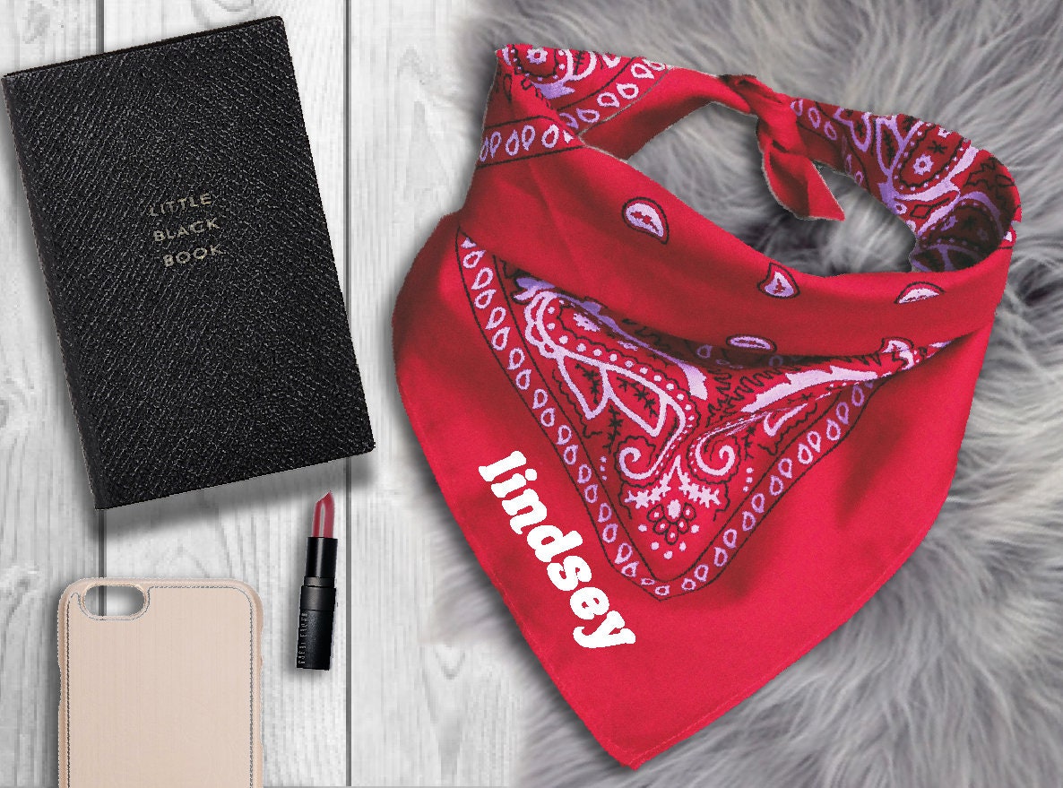 custom bandana, red bandana, personalized bandana, bandana, bride ...