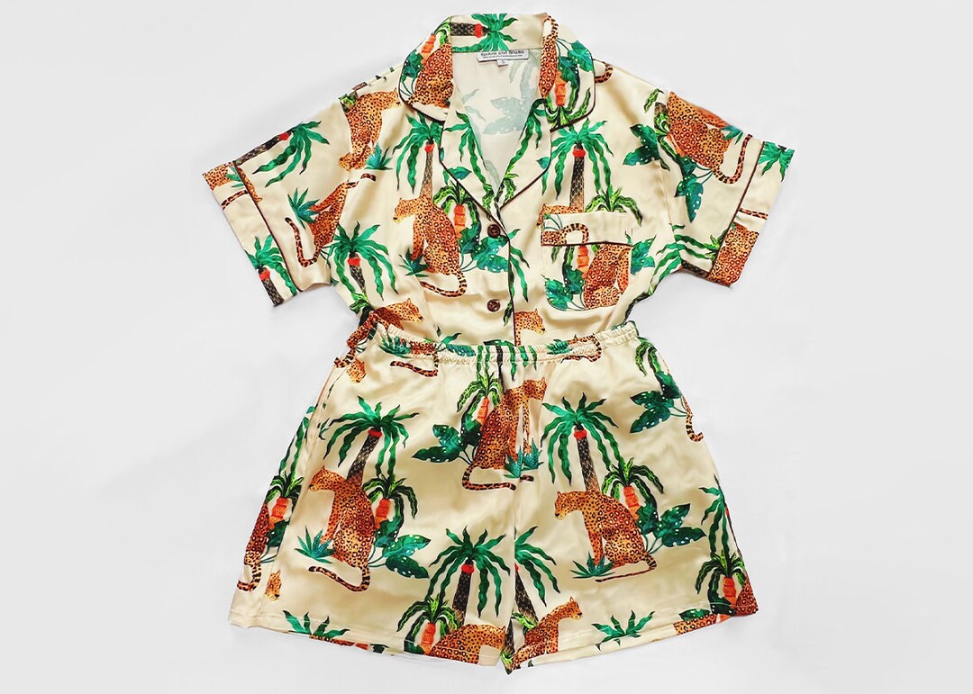 Cheetah Pajamas, Animal Print Pajamas, Palm Tree Pajamas, Pattern ...