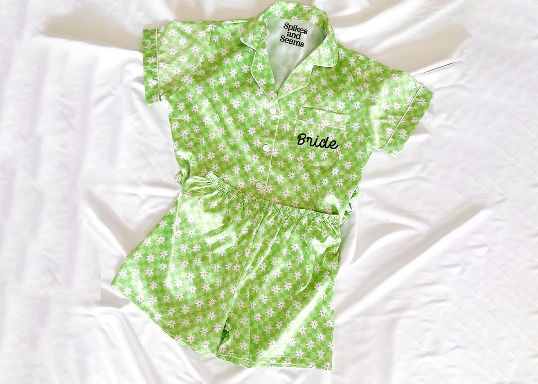 Custom Daisy Pajamas Green Checkered Pajamas Daisy Pajamas - Etsy