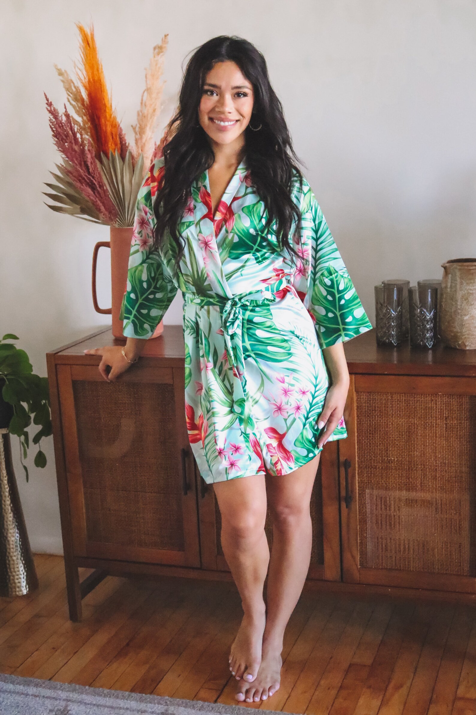 Custom Robe Satin Robe Tropical Robe Hawaiian Robe Bridal - Etsy