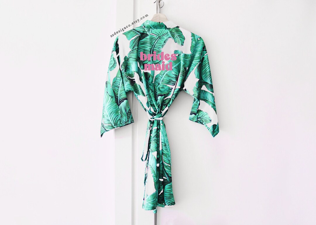 Green Palm Leaf Robe, Bridesmaid Robe, Hawaiian Robe, Bridal Party ...