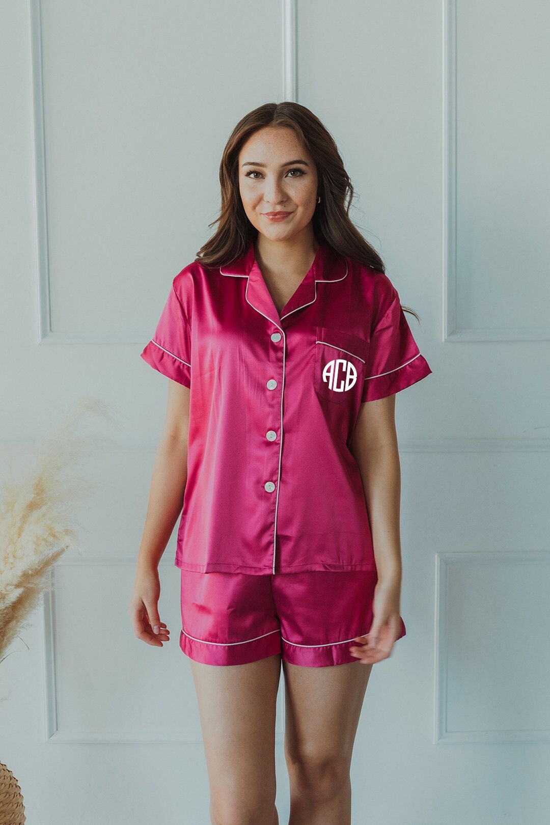 Hot Pink Pajamas Custom Pink Pajamas Bride Pajamas Wedding - Etsy