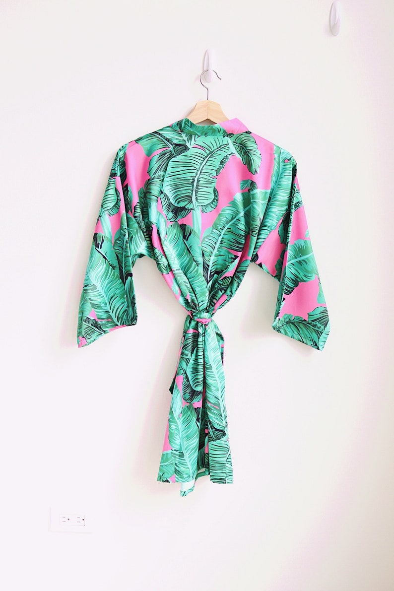 Pink Palm Leaf Robe Monogram Robe Bridesmaid Wedding Robes - Etsy