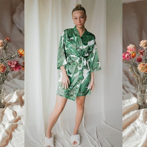 Satin Tropical Robe, Bridesmaid Robe, Hawaiian Robe, Bridal Party Robes ...
