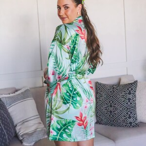 Beach Wedding Robe, Satin Tropical Robe, Bridesmaid Robe, Hawaiian Robe ...