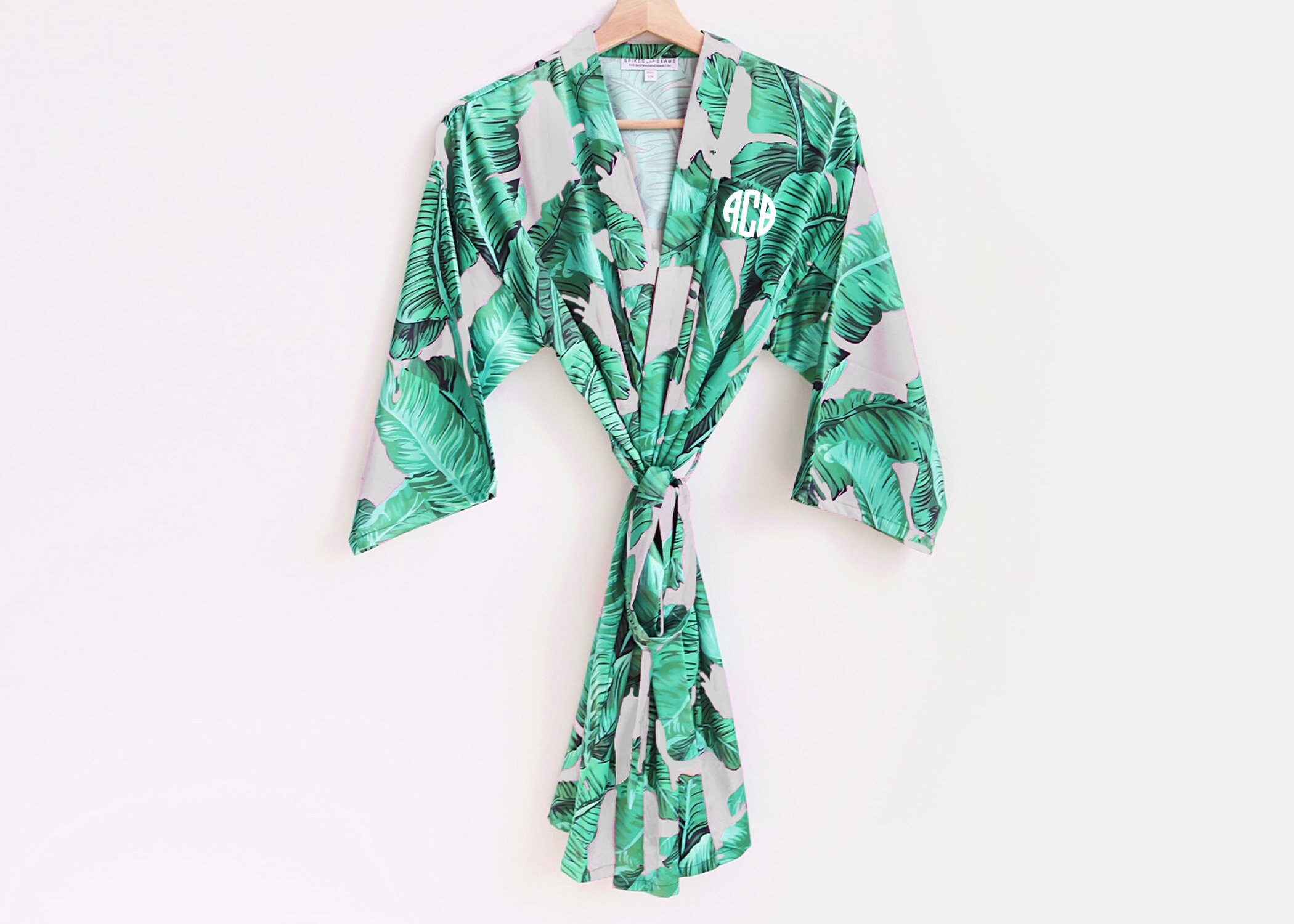 Green Banana Leaf Robe Palm Leaf Robe Bridesmaid Robe Bride - Etsy